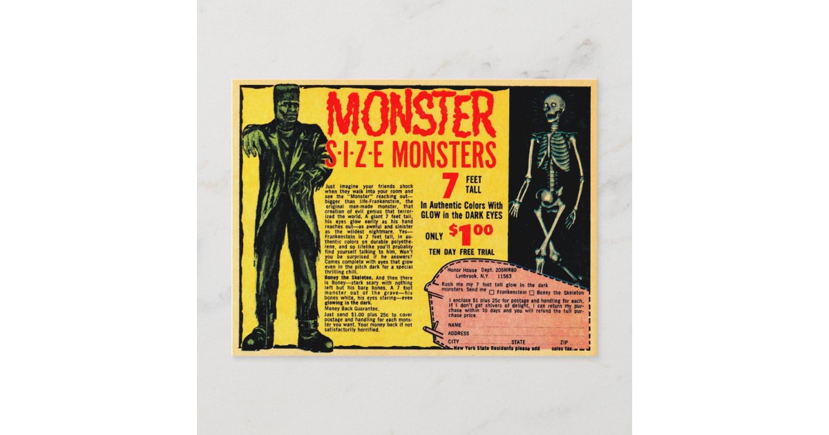 Vintage Monster Advertisement Postcard | Zazzle