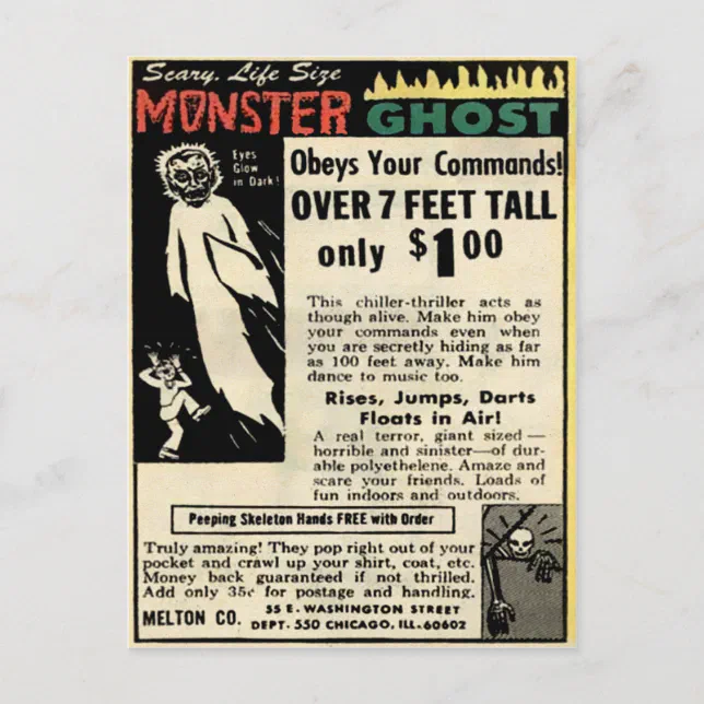 Vintage Monster Ghost Mail Order Advertisement Postcard | Zazzle