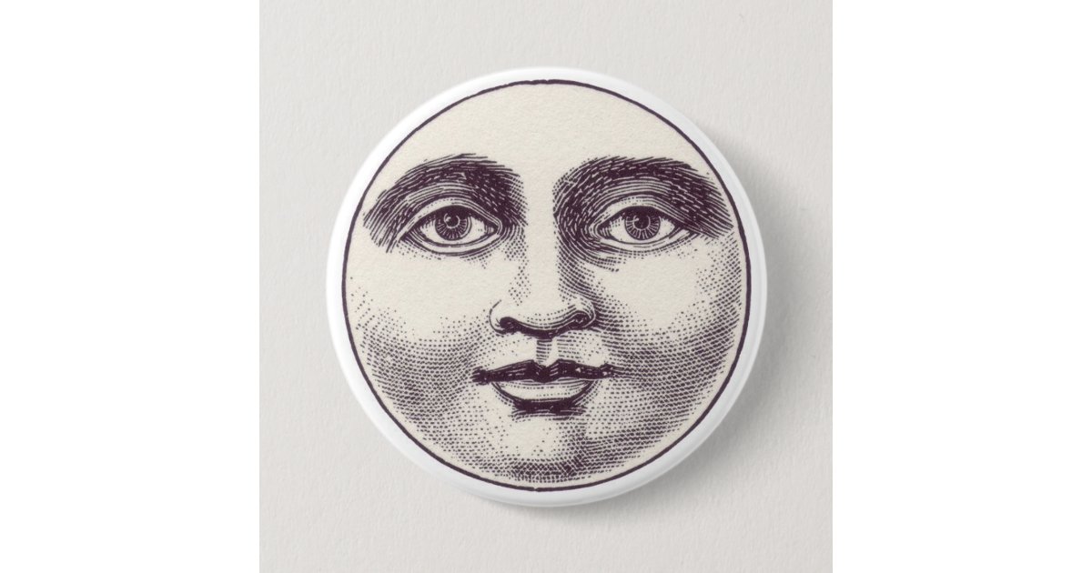 Vintage Moon Face Button | Zazzle
