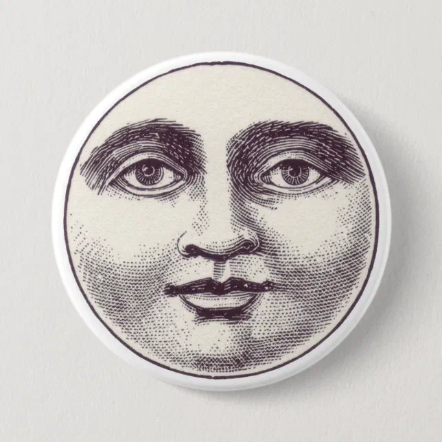 Vintage Moon Face Button | Zazzle