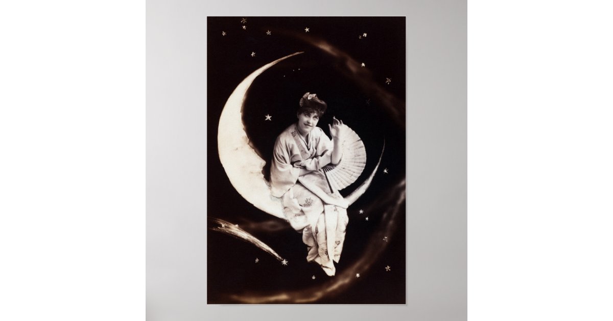 Vintage Moon Lady Poster | Zazzle