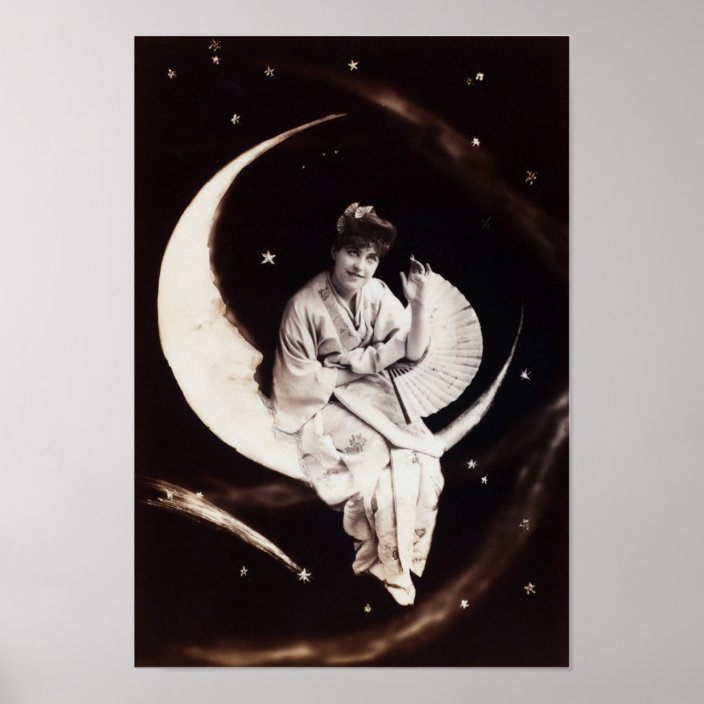 Vintage Moon Lady Poster | Zazzle.com
