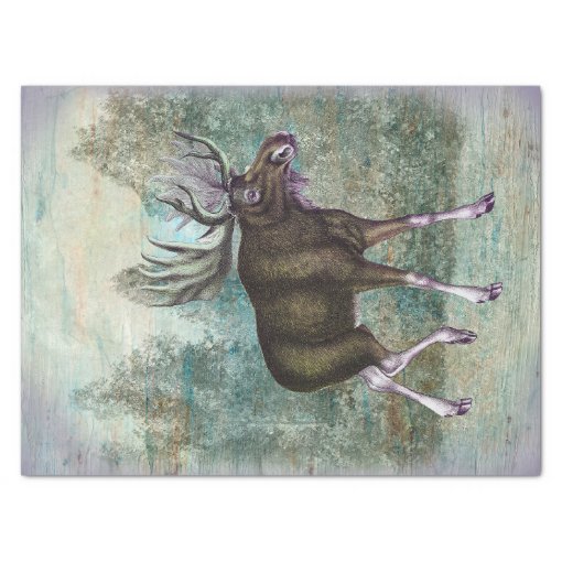 Vintage Moose Landscape Scenery Tissue Paper | Zazzle