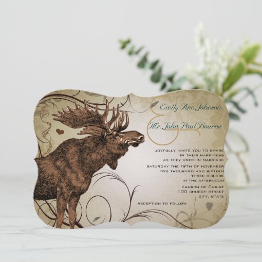 Vintage Moose Wedding Invitations | Zazzle