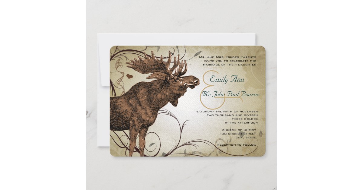 Vintage Moose Wedding Invitations | Zazzle