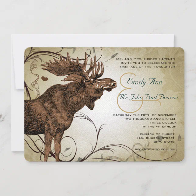 Vintage Moose Wedding Invitations | Zazzle