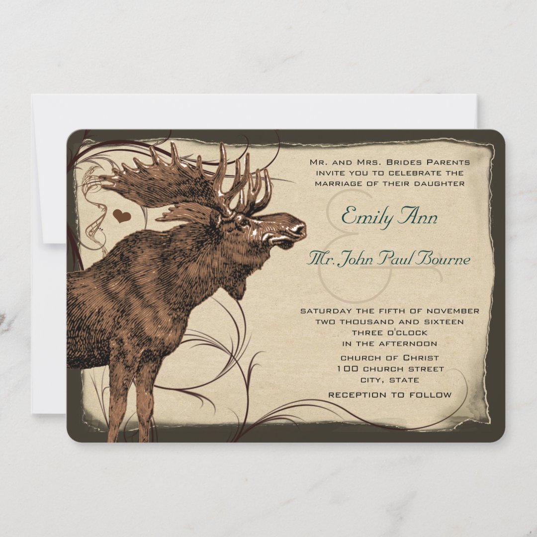 Vintage Moose Wedding Invitations | Zazzle
