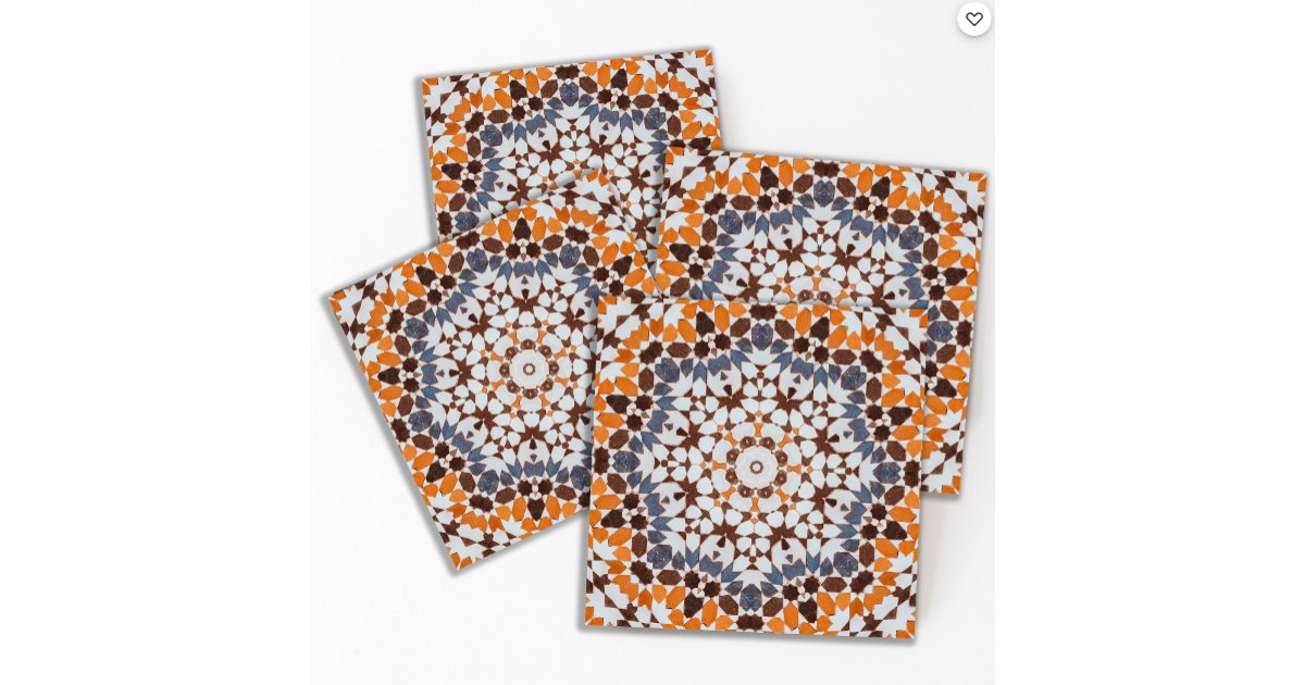 Vintage Moroccan Mosaic Orange Blue Ceramic Tile | Zazzle