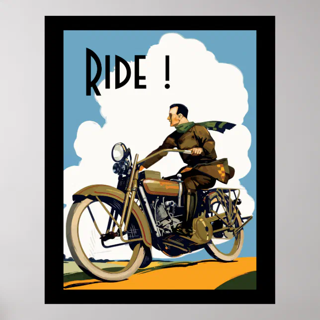 Vintage Mortorcycle - Ride! Poster | Zazzle