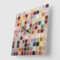 Vintage Mosaic Tile Grid Square Wall Clock | Zazzle