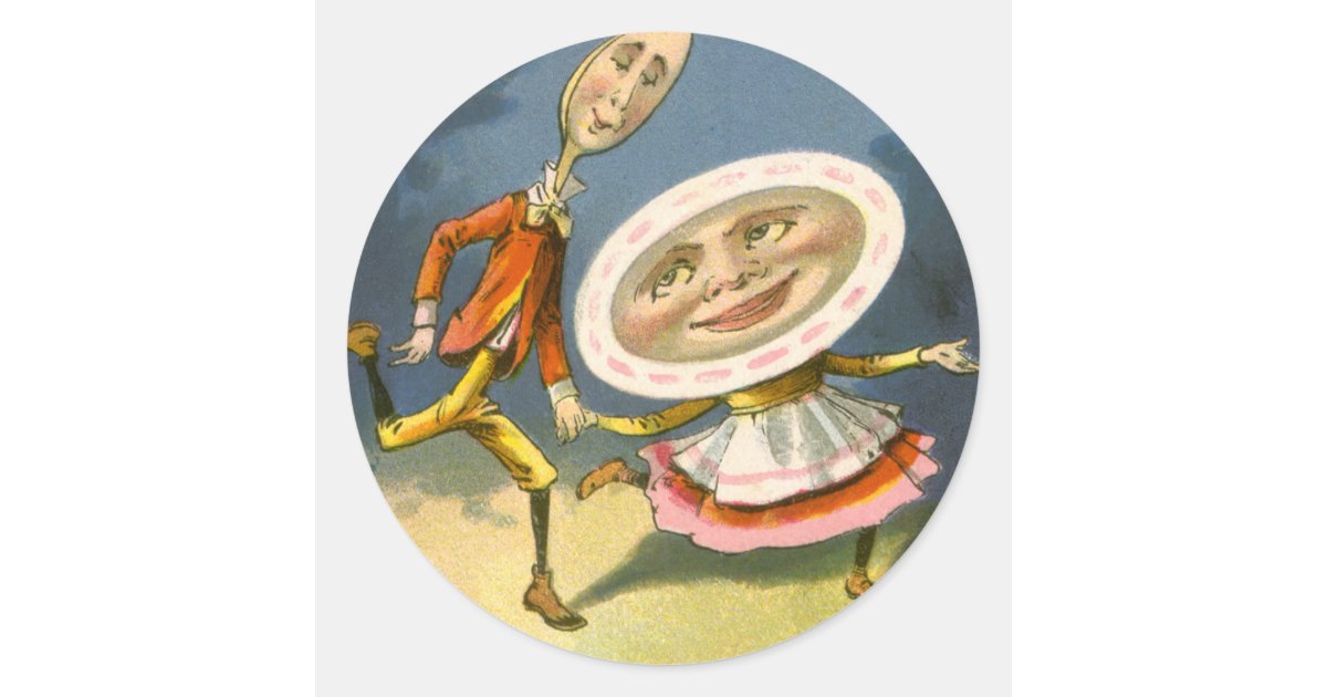 Vintage Mother Goose Nursery Rhyme Hey Diddle Classic Round Sticker ...