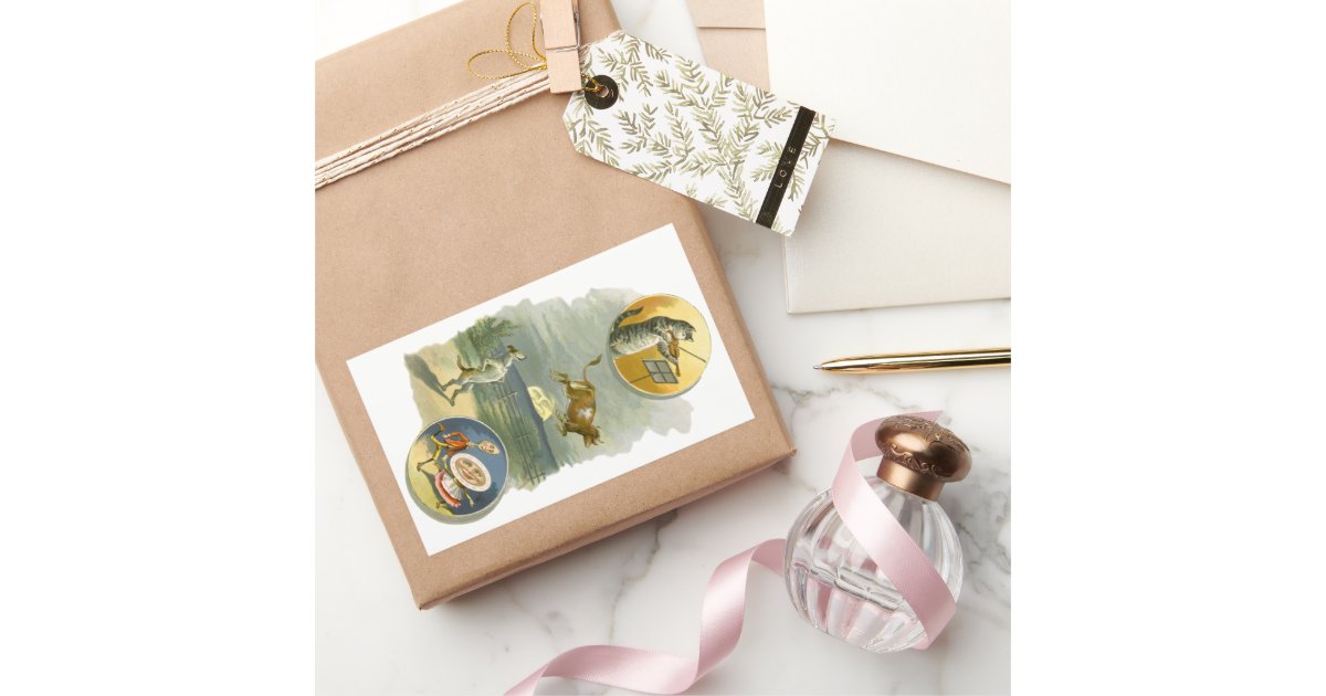 Vintage Mother Goose Nursery Rhyme Hey Diddle Rectangular Sticker | Zazzle