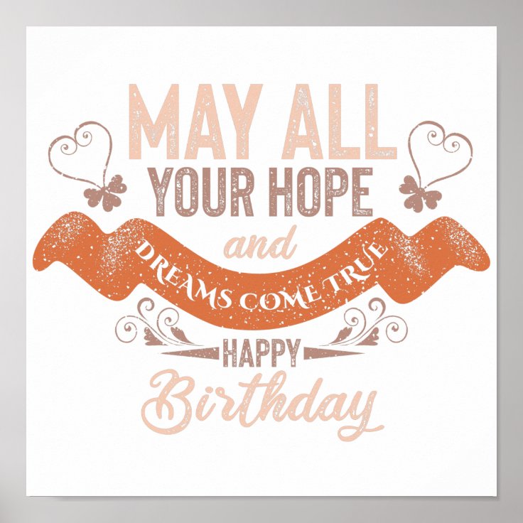 Vintage Motivational Happy Birthday Wishes Poster Zazzle Vintage Motivational Happy Birthday Wishes Poster Zazzle