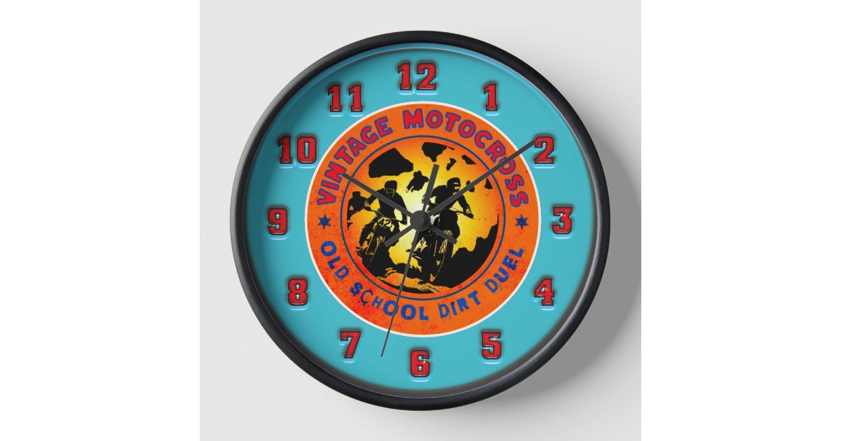 VINTAGE MOTOCROSS RACERS CLOCK | Zazzle