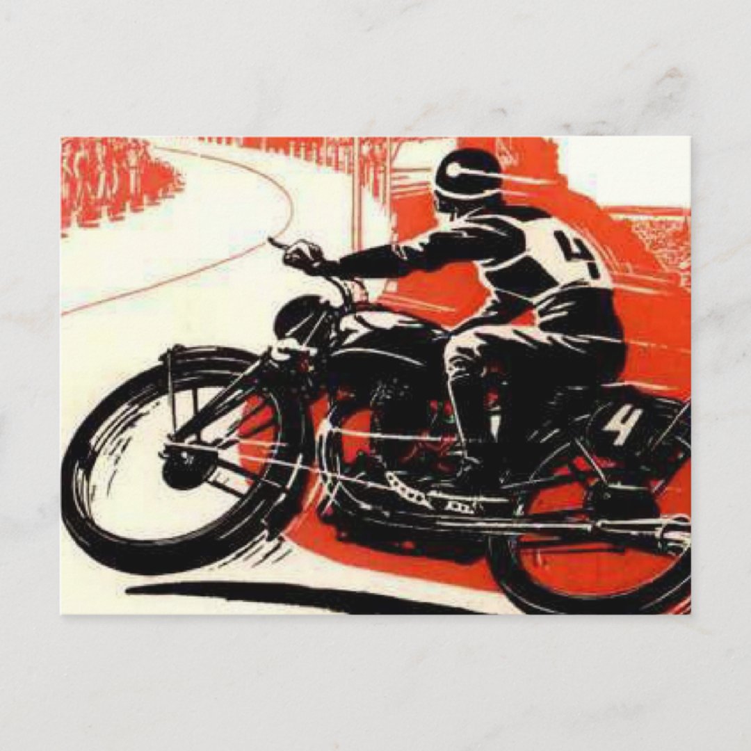 Vintage Motor Bike Race Postcard | Zazzle