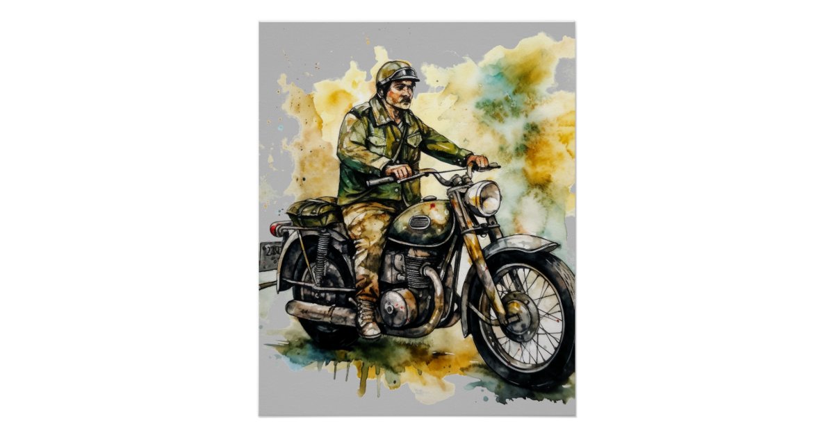 Vintage Motorcycle Art Print Classic Design Poster | Zazzle