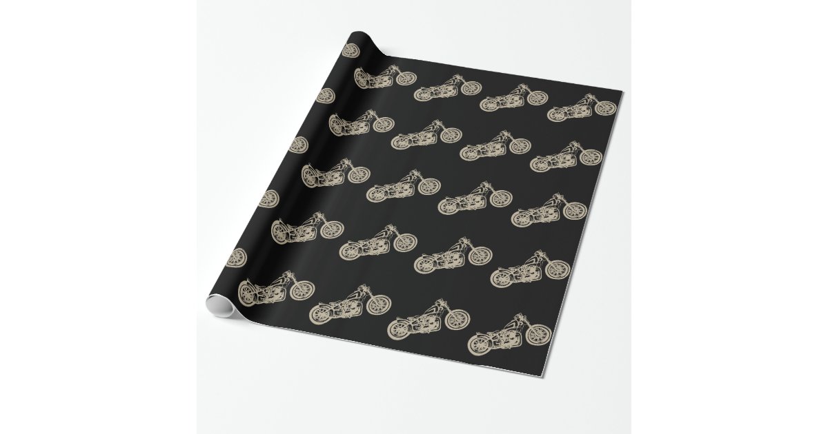Vintage Motorcycle Illustration Wrapping Paper | Zazzle