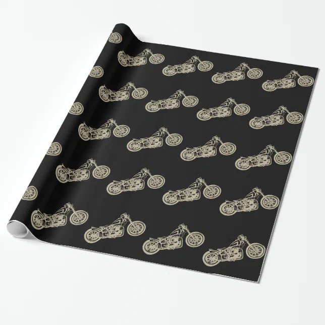 Vintage Motorcycle Illustration Wrapping Paper | Zazzle