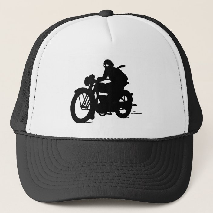 Vintage Motorcycle Man Silhouette Cap Truckers Hat | Zazzle.com
