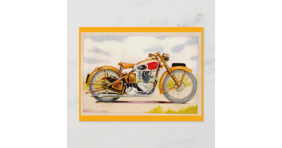 Vintage Motorcycle Print Postcard | Zazzle.com