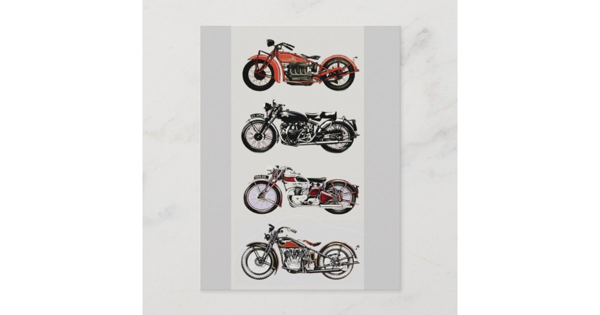 VINTAGE MOTORCYCLES POSTCARD | Zazzle