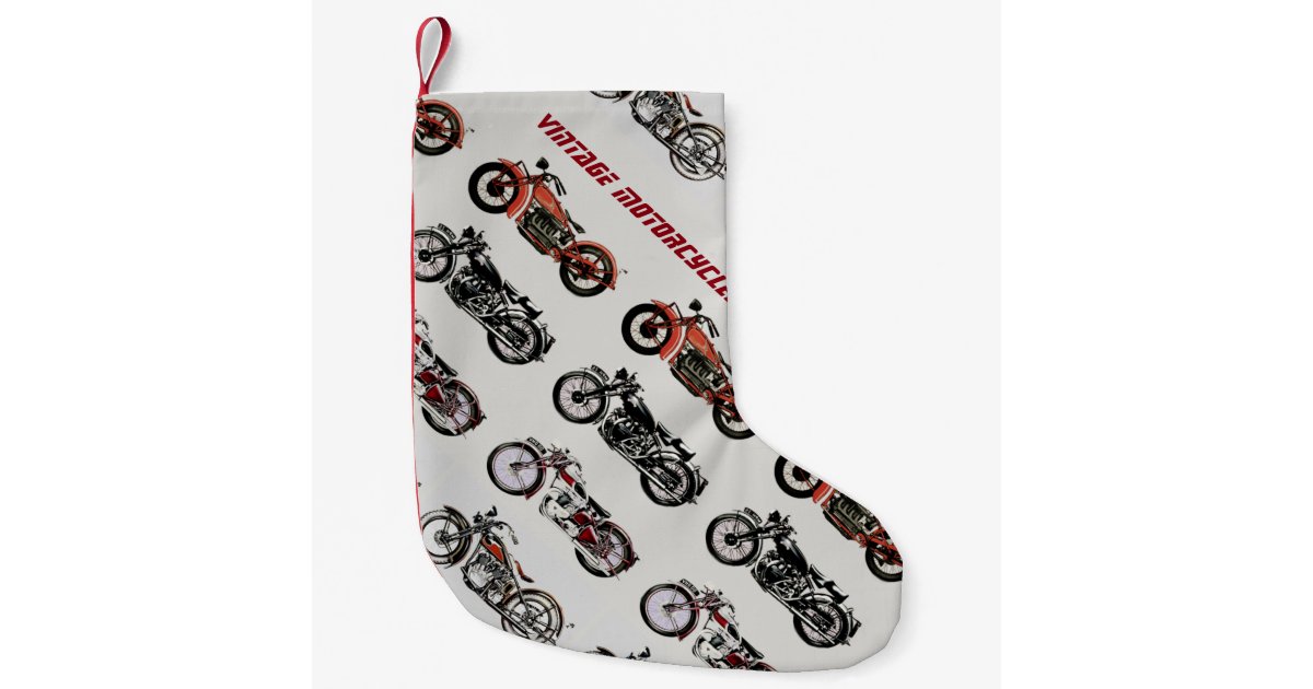 VINTAGE MOTORCYCLES SMALL CHRISTMAS STOCKING | Zazzle