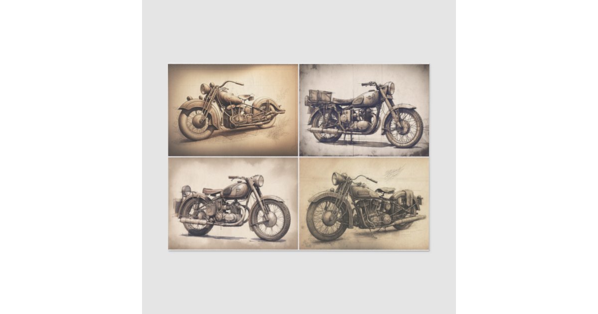 Vintage Motorcycles Tissue Paper | Zazzle
