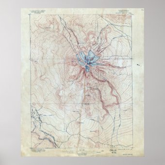 Vintage Mount Shasta Topographical Map Poster | Zazzle