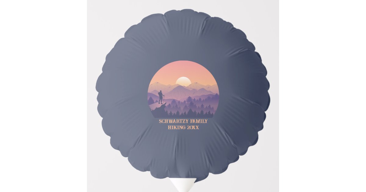 Vintage Mountain Forest Hiker's Sunset purple oran Balloon | Zazzle