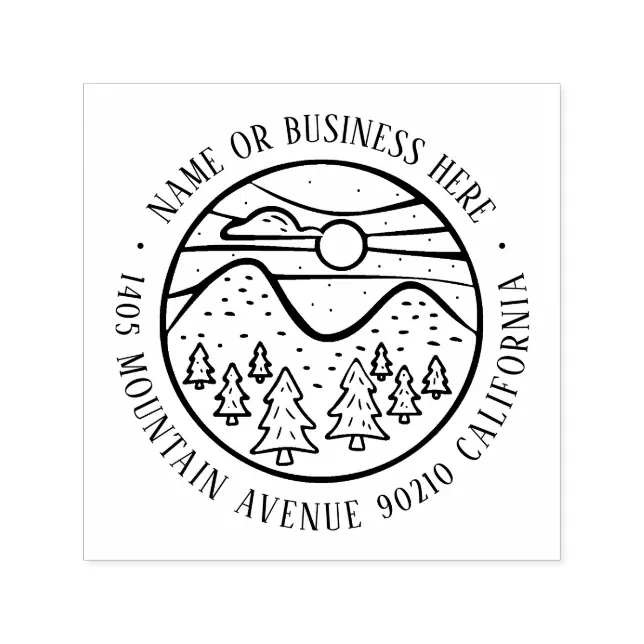 Vintage Mountain Logo Name and Return Address Self-inking Stamp | Zazzle