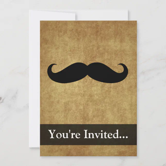 Vintage Moustache w/Custom Text Invitation | Zazzle