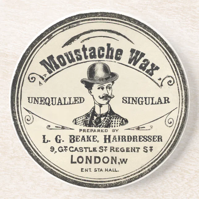 Vintage Moustache Wax Drink Coaster | Zazzle