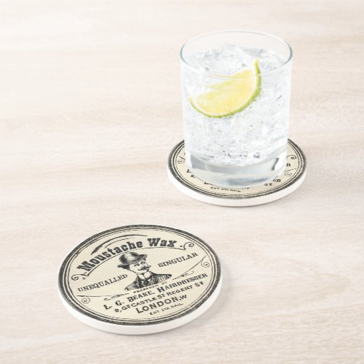 Vintage Moustache Wax Drink Coaster | Zazzle
