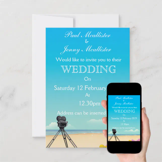 Vintage Movie Camera Wedding invite | Zazzle