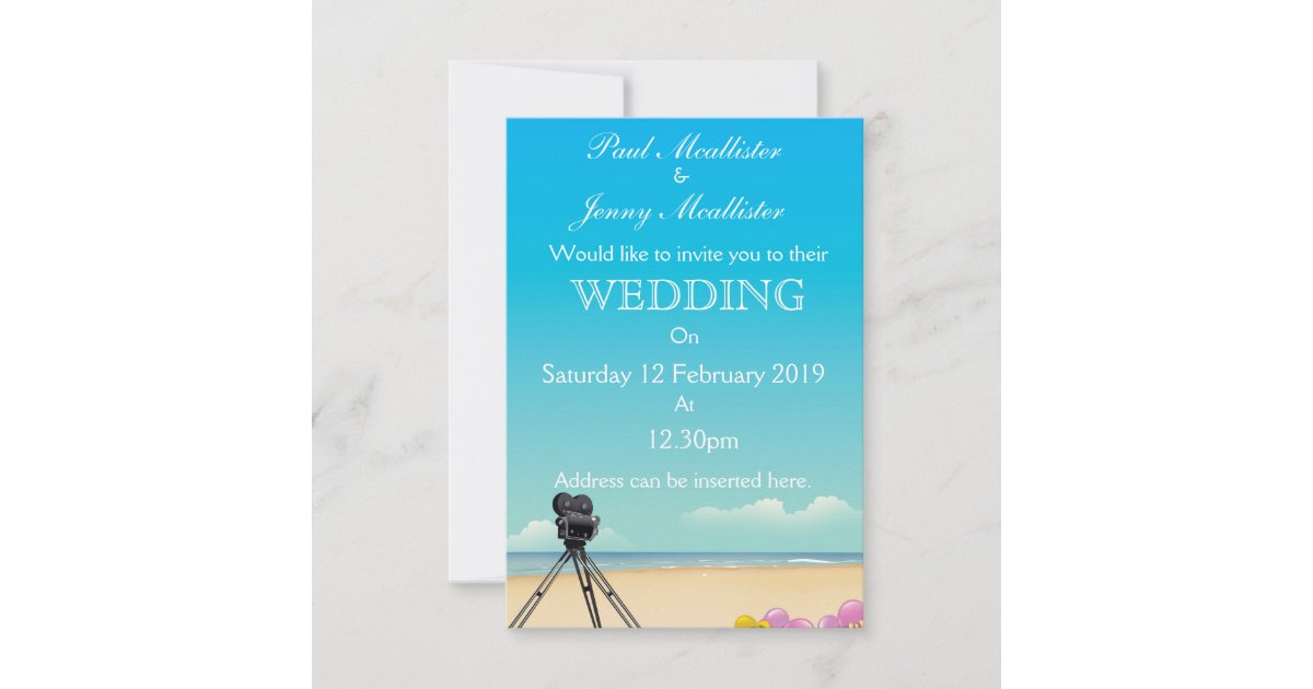 Vintage Movie Camera Wedding invite | Zazzle