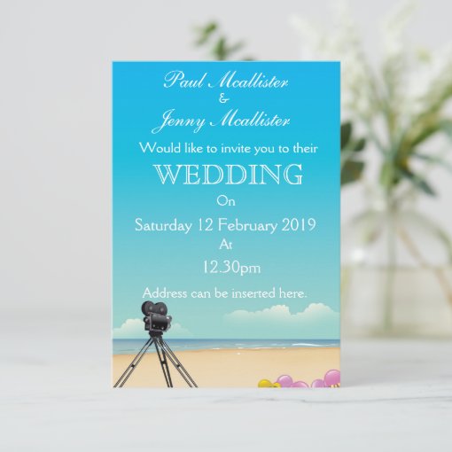 Vintage Movie Camera Wedding invite | Zazzle