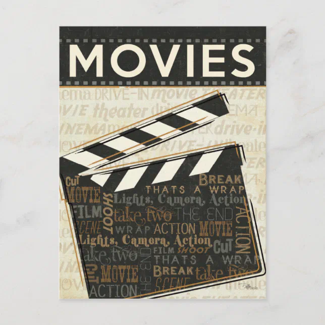 Vintage Movie Clapper Postcard | Zazzle