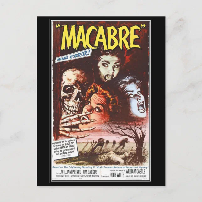 Vintage movie horror - postcard | Zazzle