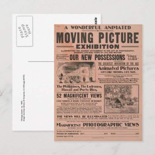 Vintage Moving Picture Exhibition Postcard | Zazzle