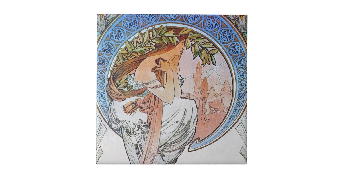 Vintage Mucha Art Ceramic Tile | Zazzle