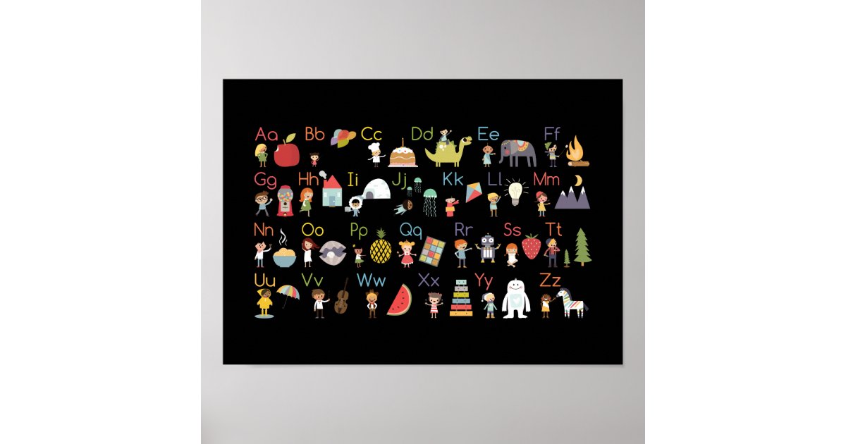 Vintage Multicultural Around the World Alphabet Poster | Zazzle