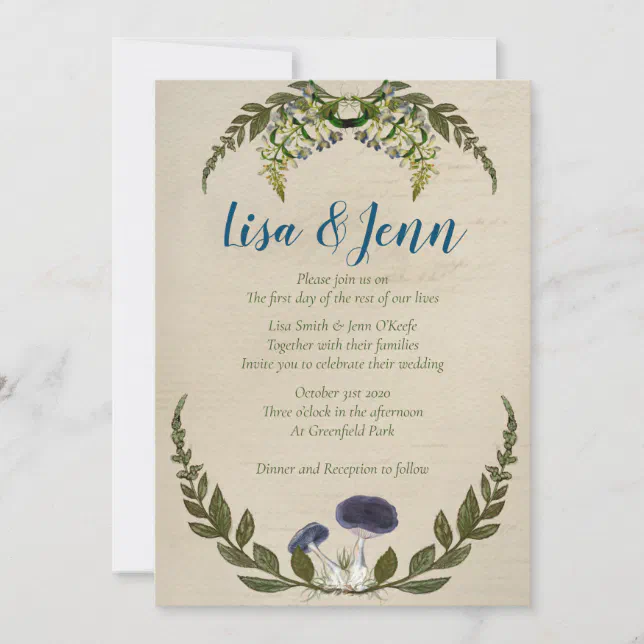 Vintage Mushroom Cottagecore Wedding Invitations | Zazzle