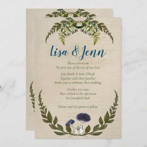 Vintage Mushroom Cottagecore Wedding Invitations | Zazzle