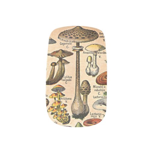 Vintage Mushroom Custom Polish Sheets Minx Nail Art | Zazzle