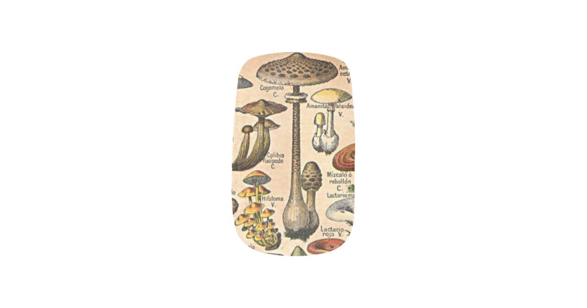 Vintage Mushroom Custom Polish Sheets Minx Nail Art | Zazzle