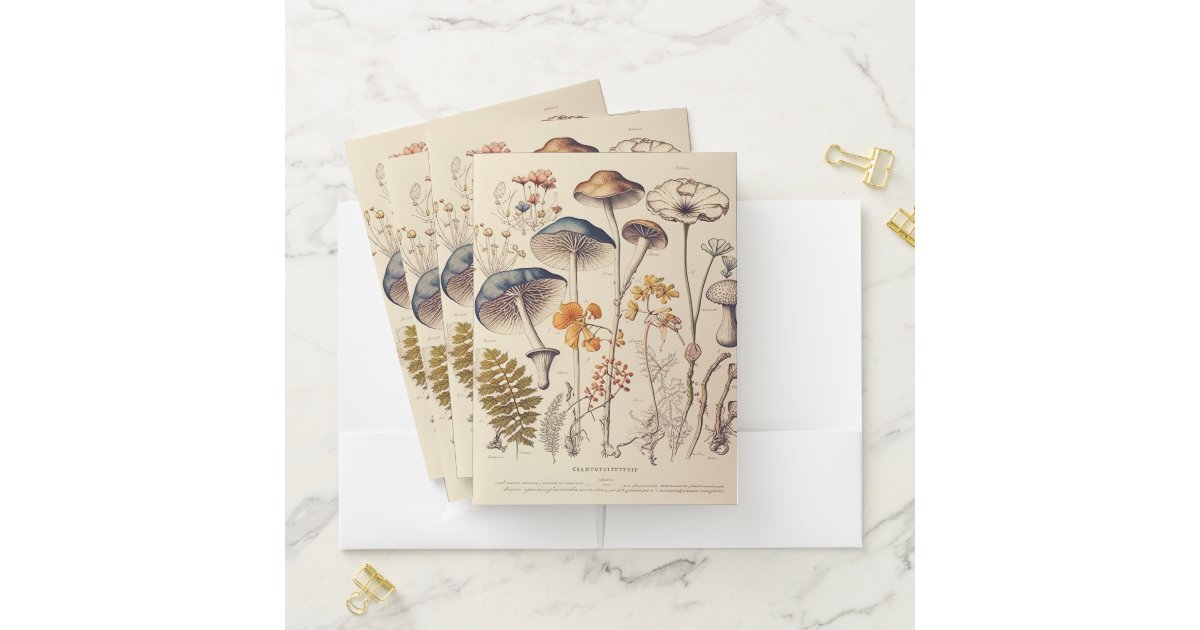 Vintage Mushroom Naturalist Pocket Folder | Zazzle