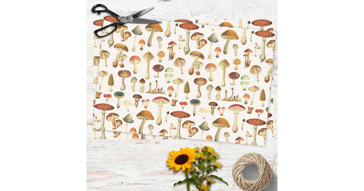 Vintage Mushroom Pattern Tissue Paper | Zazzle