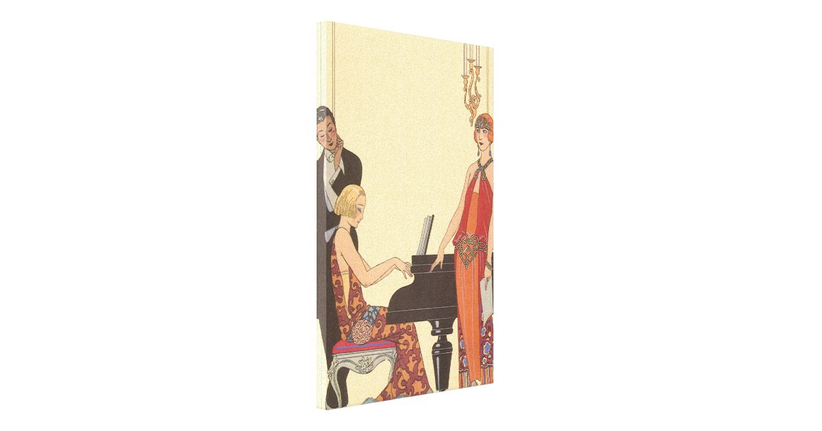Vintage Music, Art Deco Pianist Musician Singer Canvas Print | Zazzle