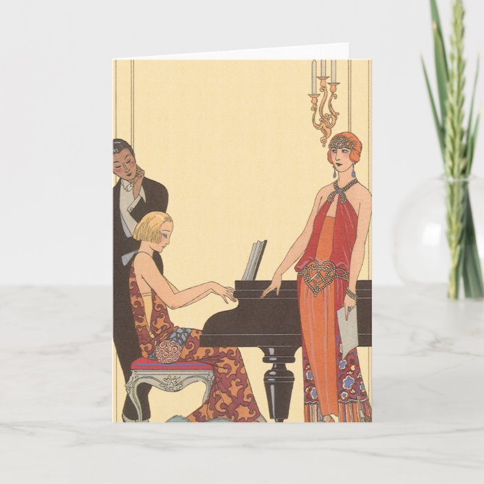 Vintage Music, Art Deco Pianist Musician Singer Card | Zazzle.com
