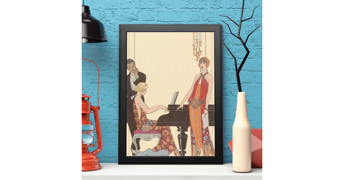 Vintage Music, Art Deco Pianist Musician Singer Poster | Zazzle